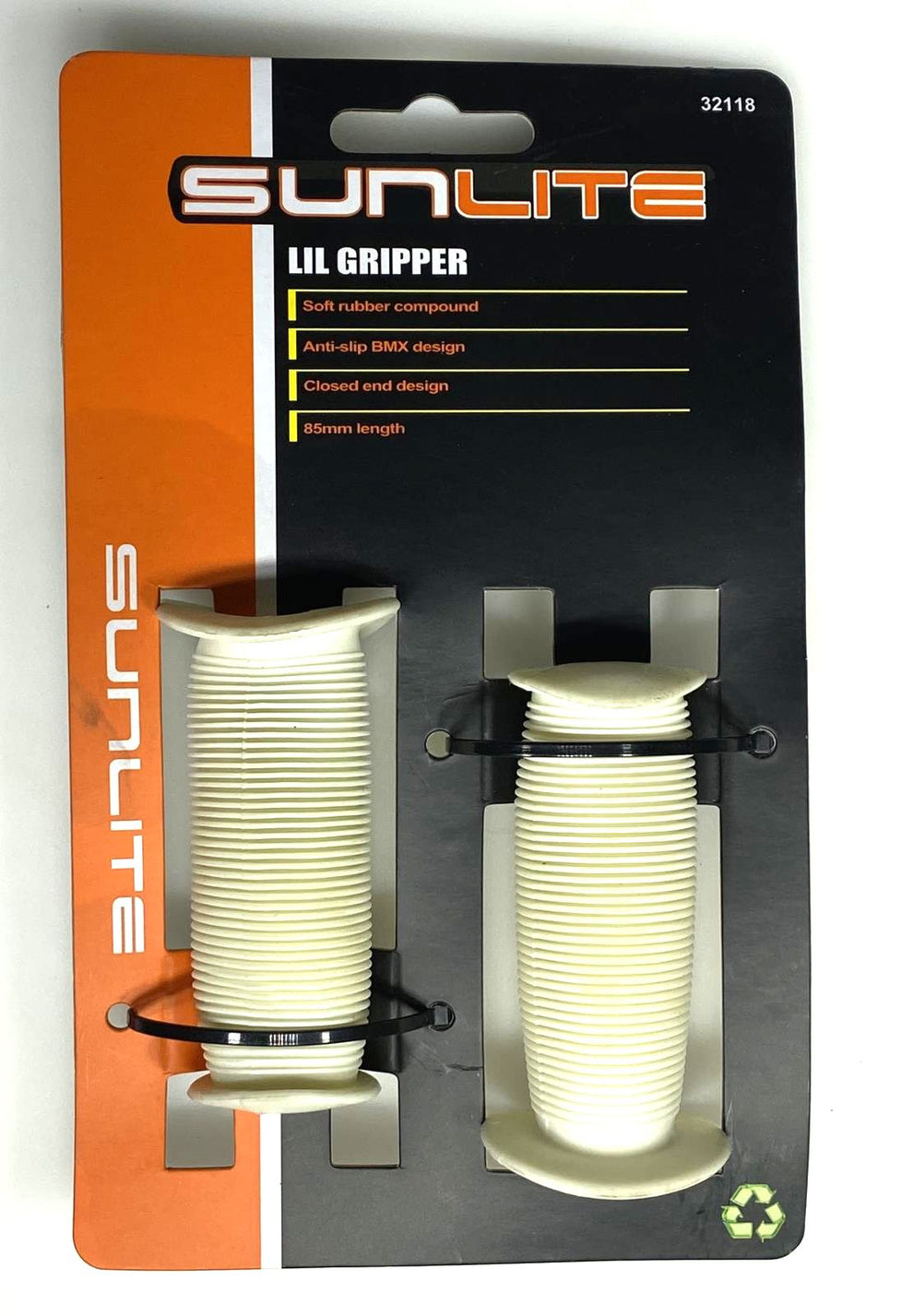 Sunlite White Anti Slip BMX Bike Closed End 85mm Rubber Grips New ...